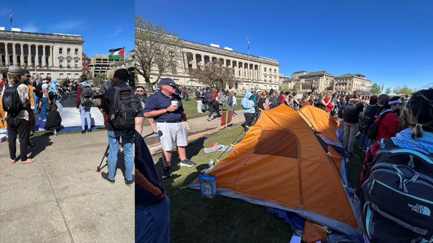 Protesters, tents return to Library Mall after Wednesday morning ...