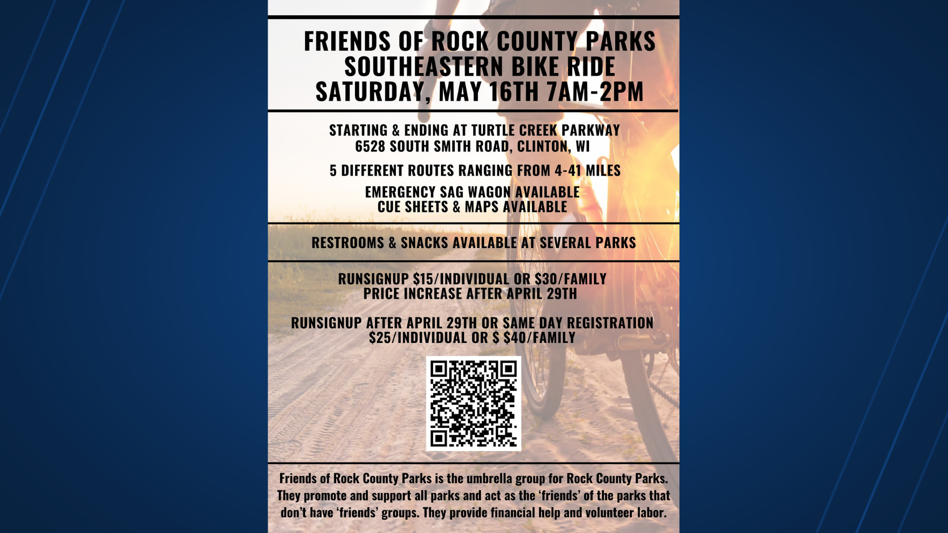 Annual bike ride touring Rock County parks scheduled for Saturday ...