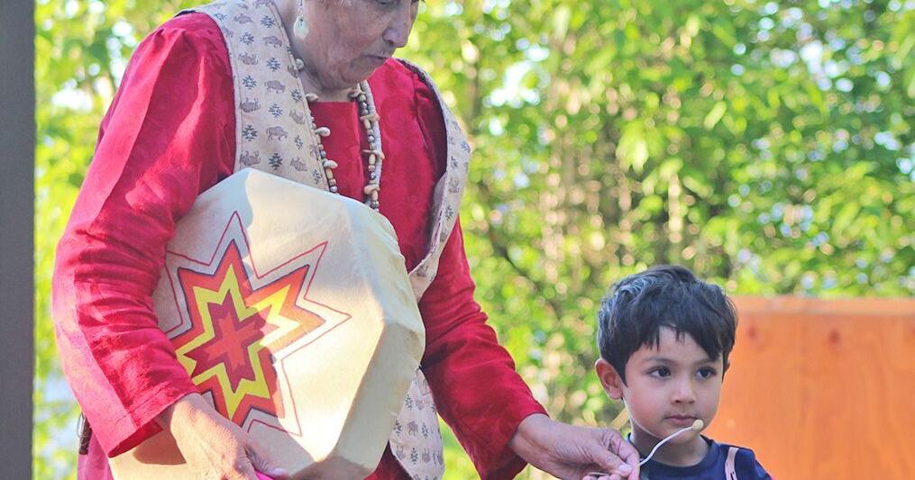 Native American singer/songwriter Gen Huitt speaks at Glacier National ...