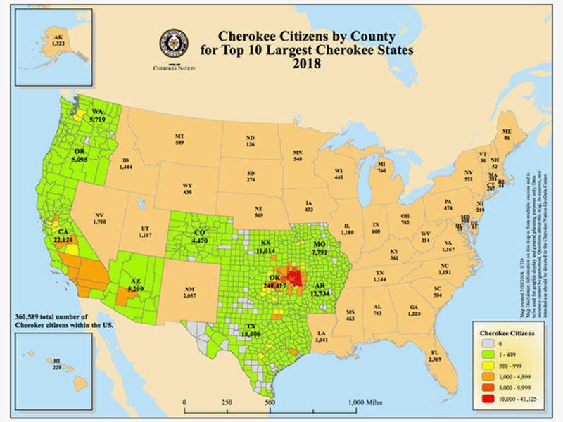 Map shows CN citizen population for each state | News | cherokeephoenix.org