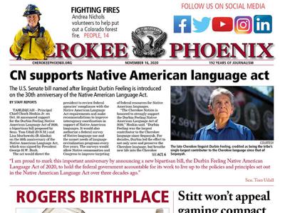 Nov. 16, 2020 issue of the Cherokee Phoenix available online | Archives ...