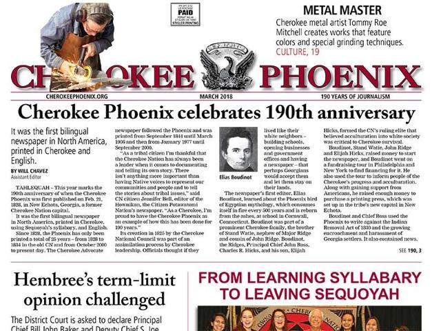 March 2018 issue of the Cherokee Phoenix available online | Archives ...