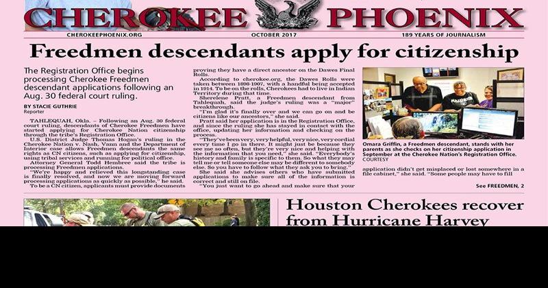 Oct. 2017 issue of the Cherokee Phoenix available online | Archives ...