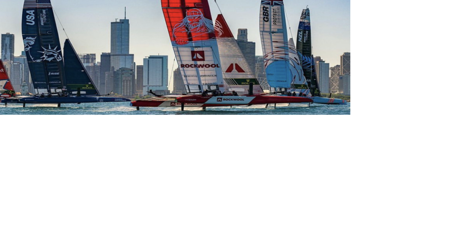 Sail GP F50 Catamaran's sail past Chicago's skyline ...