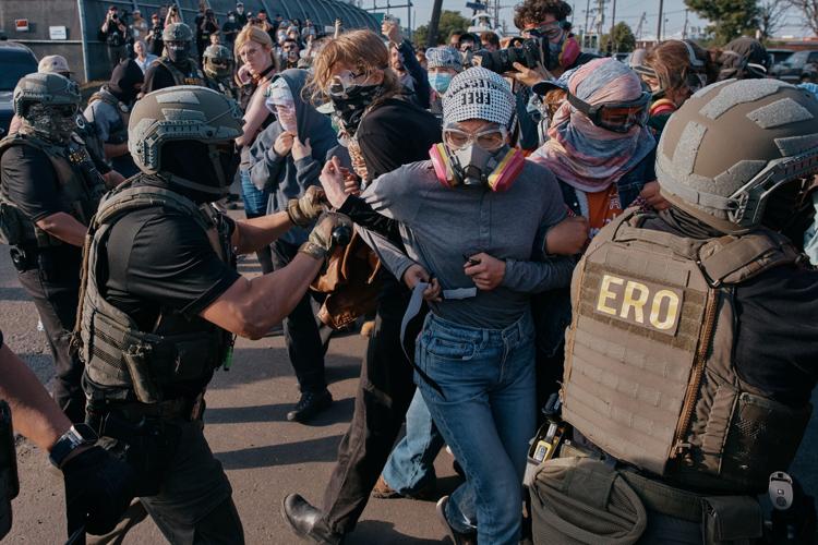 Protesters clash with law enforcement outside a New Jersey detention ...