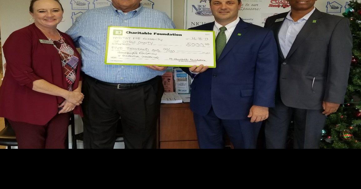 TD Charitable Foundation presents check to Habitat for Humanity ...