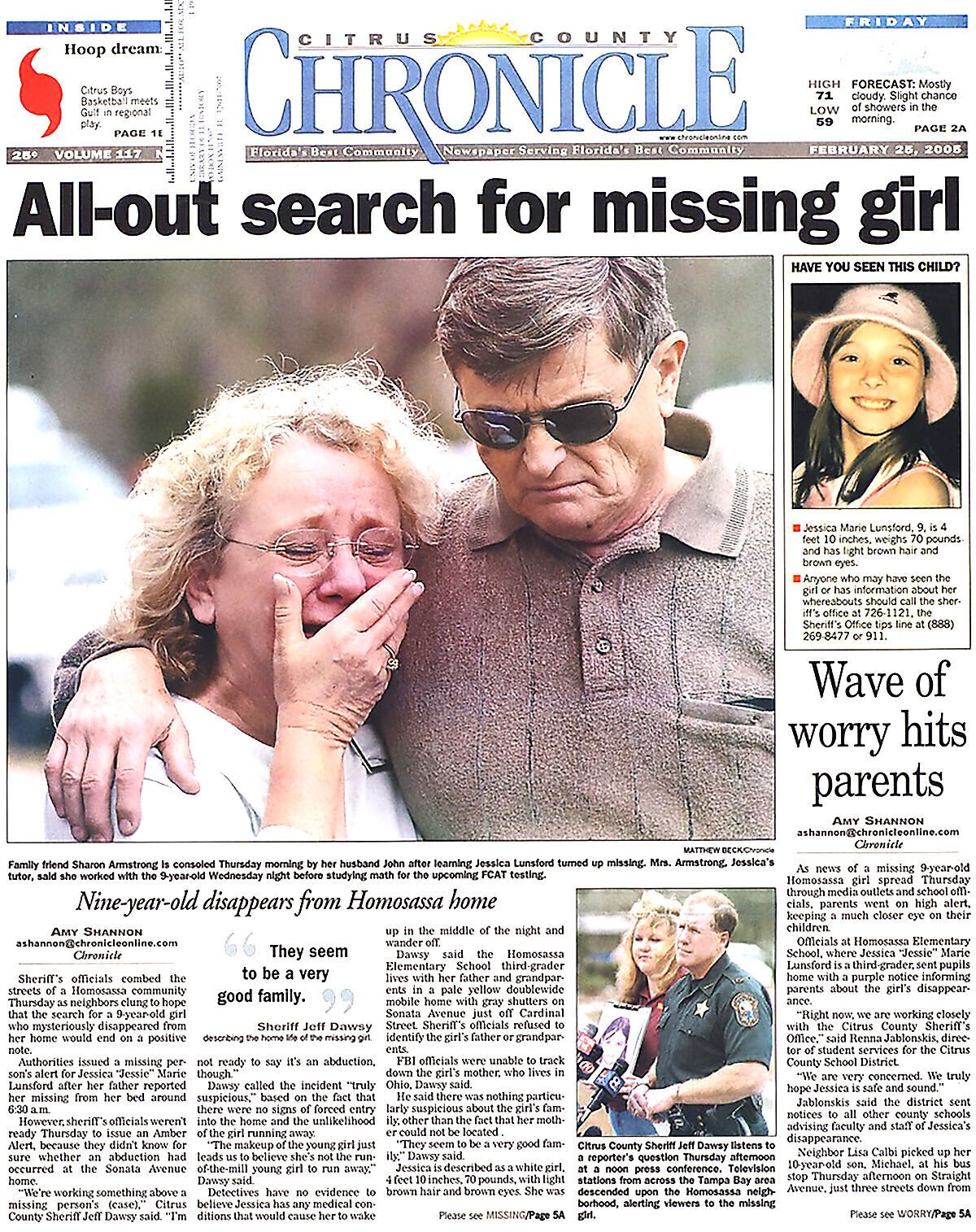 20th anniversary of Jessica Lunsford's tragic death | Local News ...