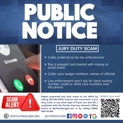 Clerk of Court warns of jury duty scams | Local News | chronicleonline.com