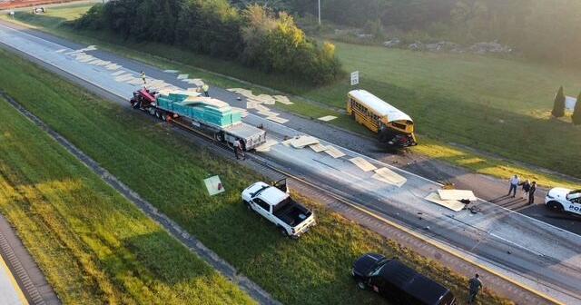 Drone Photos of semi vs bus crash on US 25E | | citizentribune.com