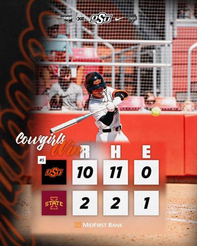 Cowgirls back on track after 10-2 'run-rule' win over Iowa State ...