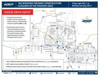 ADOT: No weekend freeway closures in Phoenix area Dec. 1-4 ...