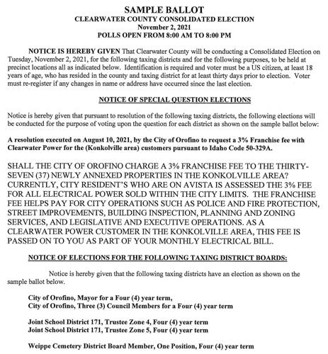 SAMPLE BALLOT - CLEARWATER COUNTY CONSOLIDATED ELECTION | Legal Notices ...