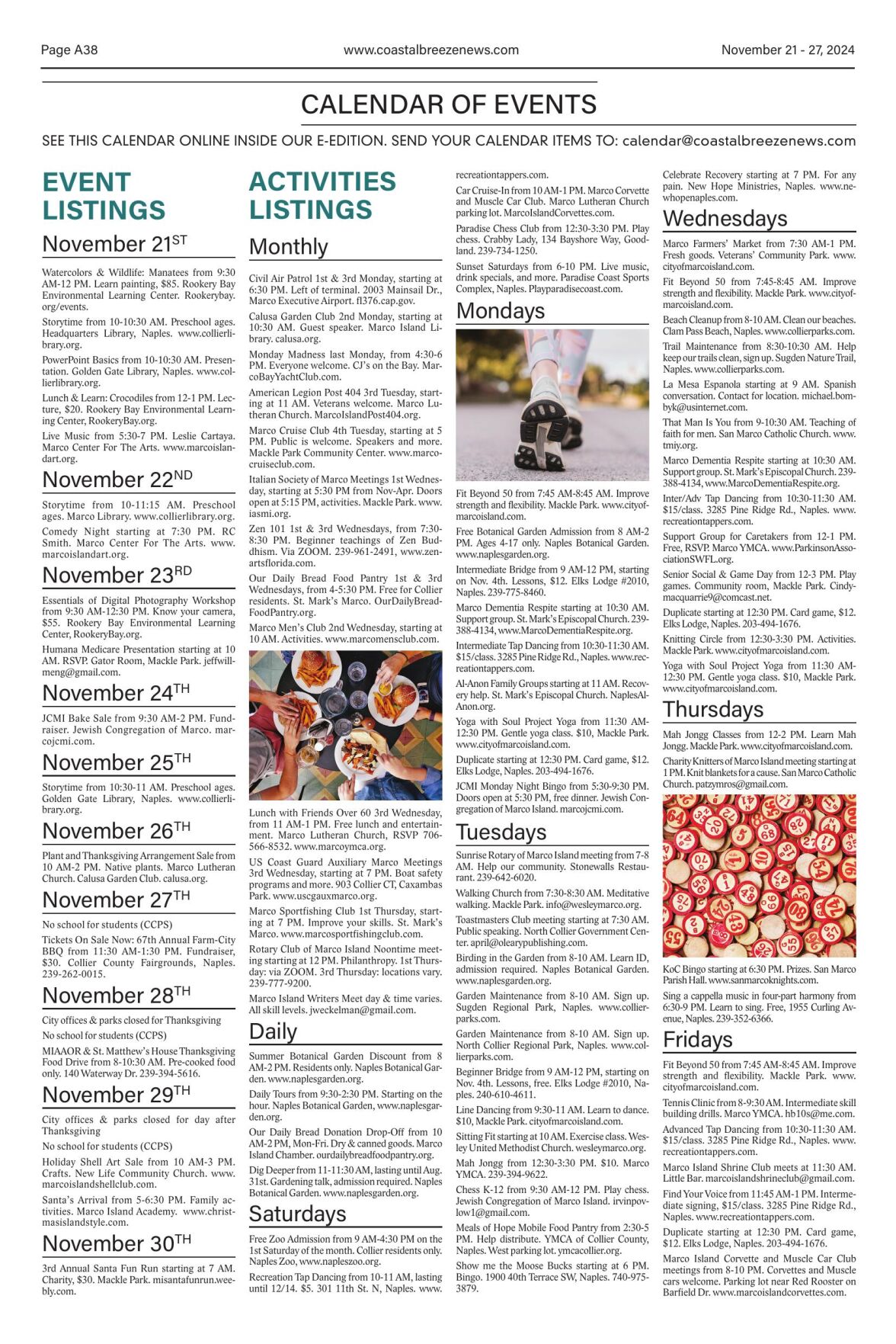 Calendar 11-21-24 Page 1 of 2 | | coastalbreezenews.com