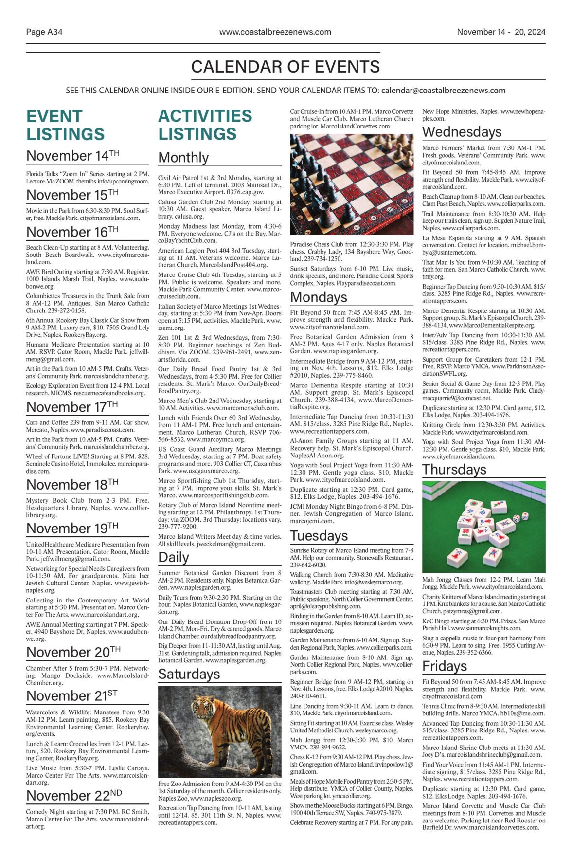 Calendar 11-14-24 Page 1 of 2 | | coastalbreezenews.com