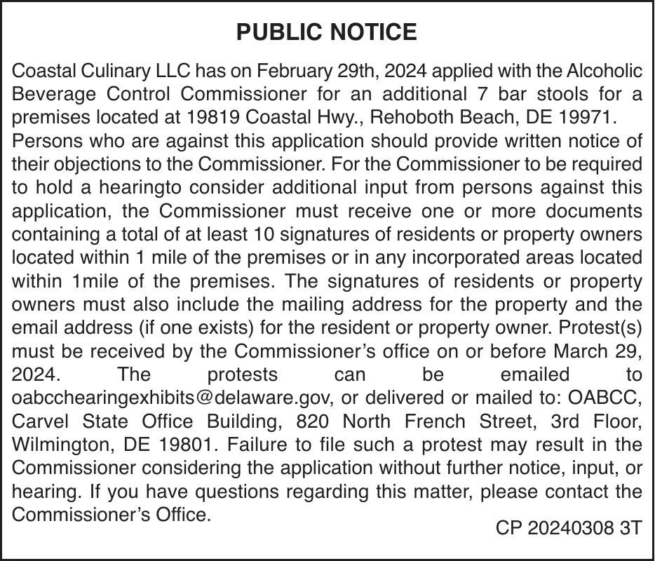 ABC License - Coastal Culinary | Legals | coastalpoint.com