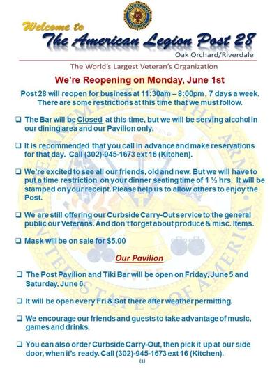 American Legion Post 28 reopening for dining | Food | coastalpoint.com