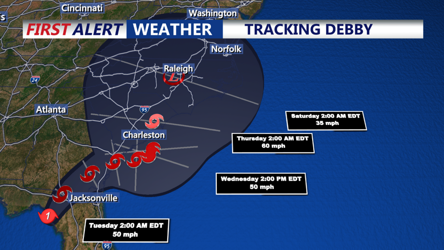 Week starts hot, then increasing tropical rain, effects from Debby late ...