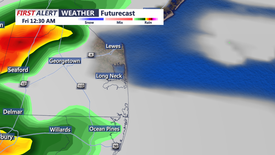 Showers, storms expected in Coastal Sussex County and Southern Coastal ...