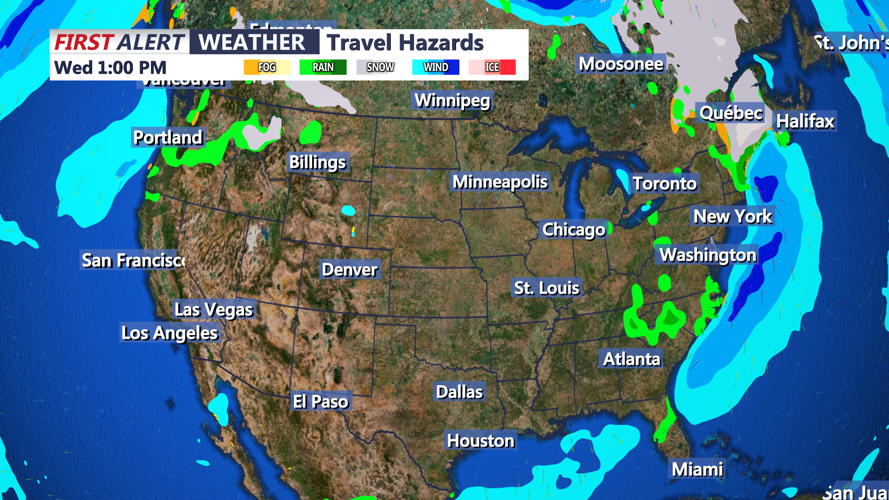 First Alert Weather Day: Rain and Wind Impacts Busy Travel Days | News ...