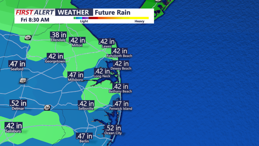 Rain moves in this evening, coastal flooding concerns, turning dry and sunny for weekend ...