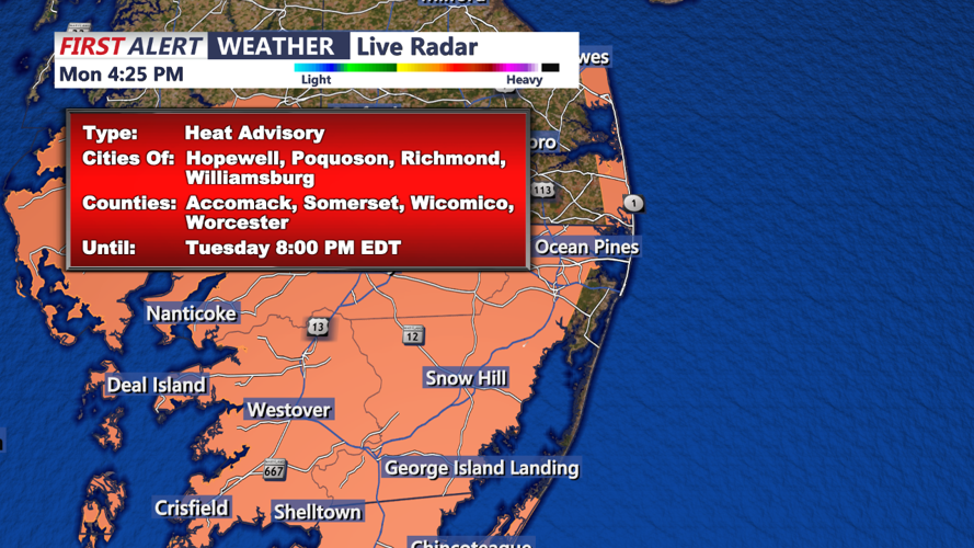 Thermal trough lingers, extreme heat warnings issued for DELMARVA ...