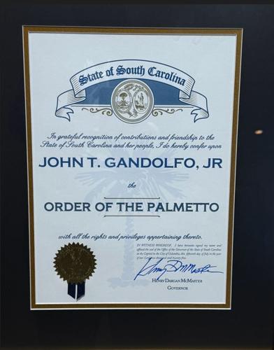 John "JT" Gandolfo receives South Carolina's highest civilian honor ...