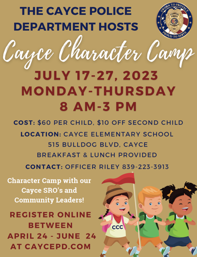 Cayce Police Department to host 2nd Annual Cayce Character Camp for ...