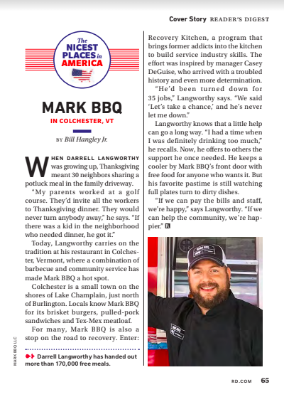 MARK BBQ brings home Reader’s Digest Hometown Hero designation | Local ...