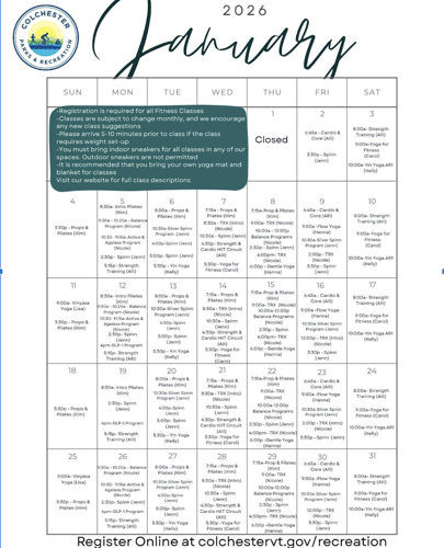 Colchester Recreation Center announces January events | Government ...
