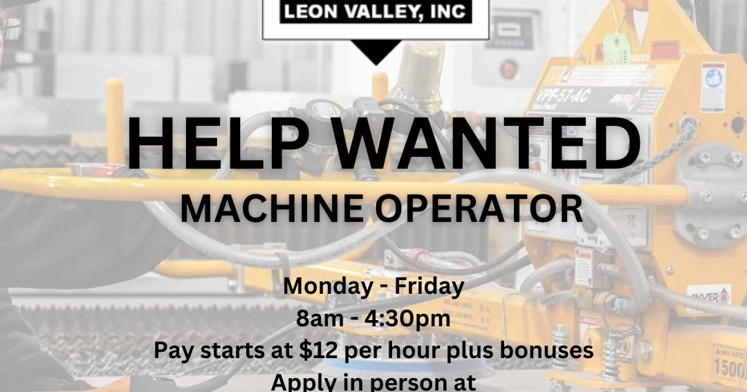 HELP WANTED MACHINE OPERATOR | Jobs | colemantoday.com