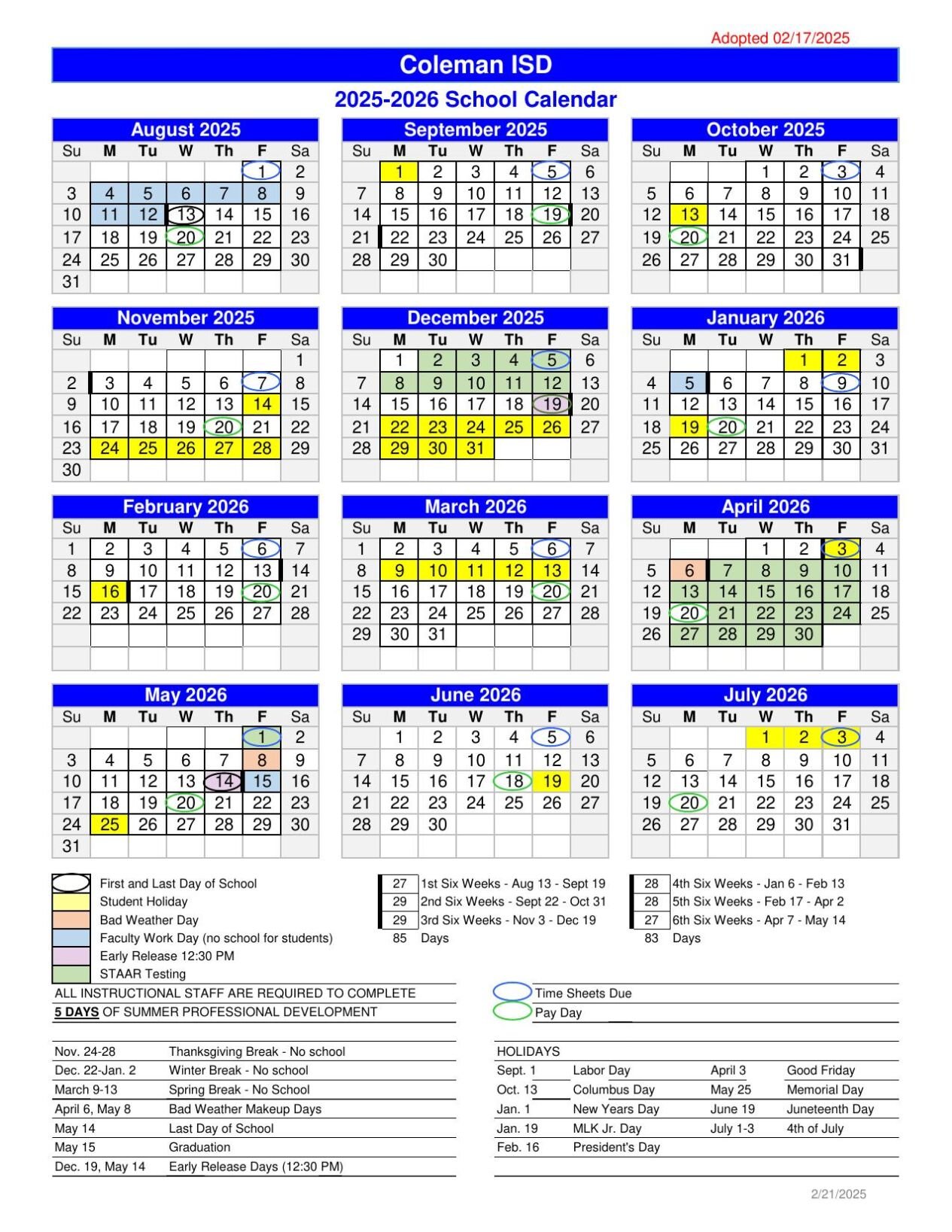 2025-2026 CISD Calendar FINAL | | colemantoday.com