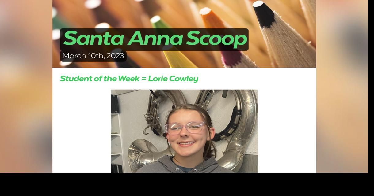 Santa Anna Isd Scoop Newsletter For March 10 2023 News