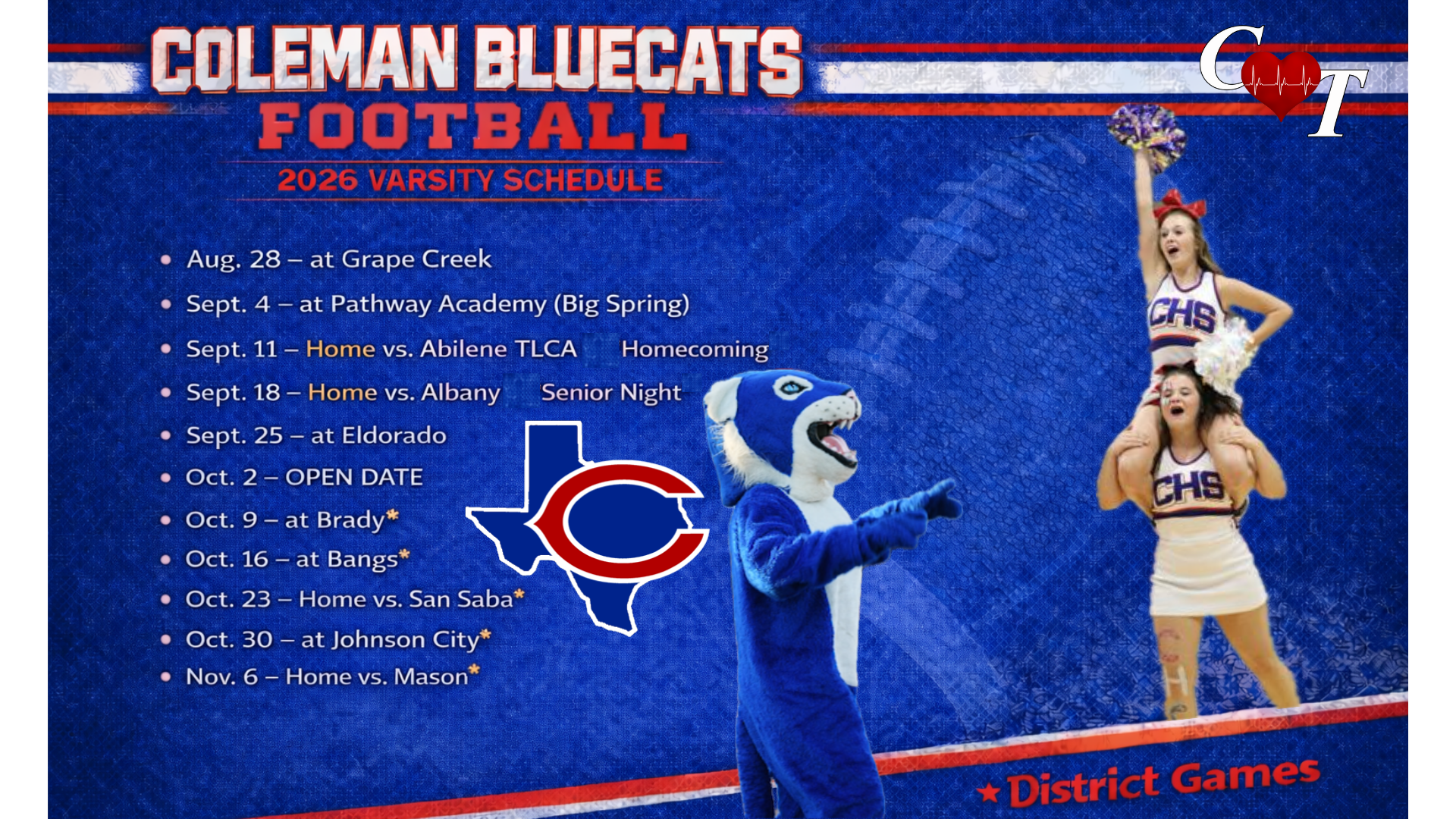 Coleman Football Schedule 2026 - UPDATED | Sports | colemantoday.com
