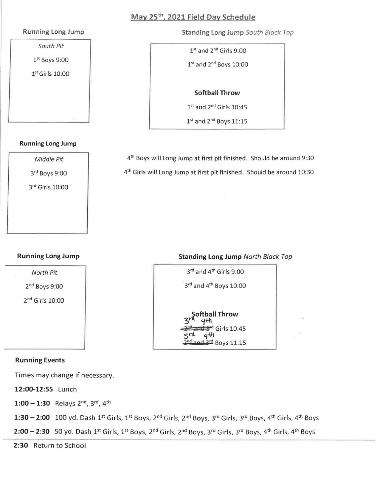 CES Elementary Field Day Schedule | News | colemantoday.com