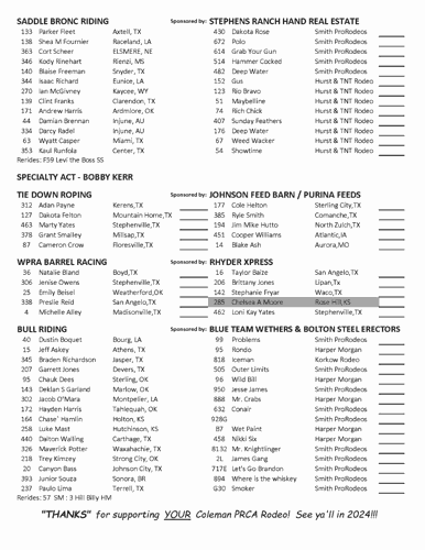 Thursday Night Coleman PRCA Rodeo Program - Contestants by Event | News ...