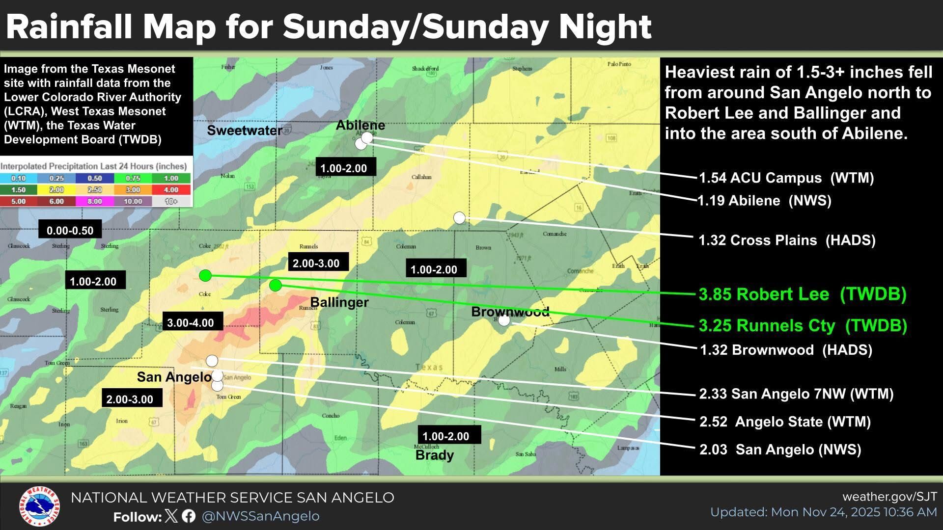 US National Weather Service Reports Rainfall Totals for Area | Weather ...