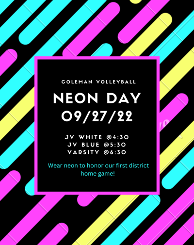 NEON Day for Bluekatts 1st District HOME Game | Sports | colemantoday.com
