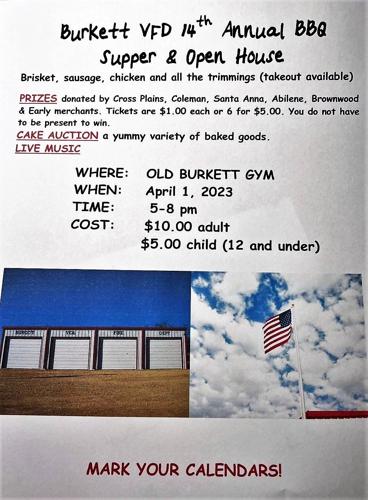 Burkett VFD 14th Annual BBQ April 1st | News | colemantoday.com