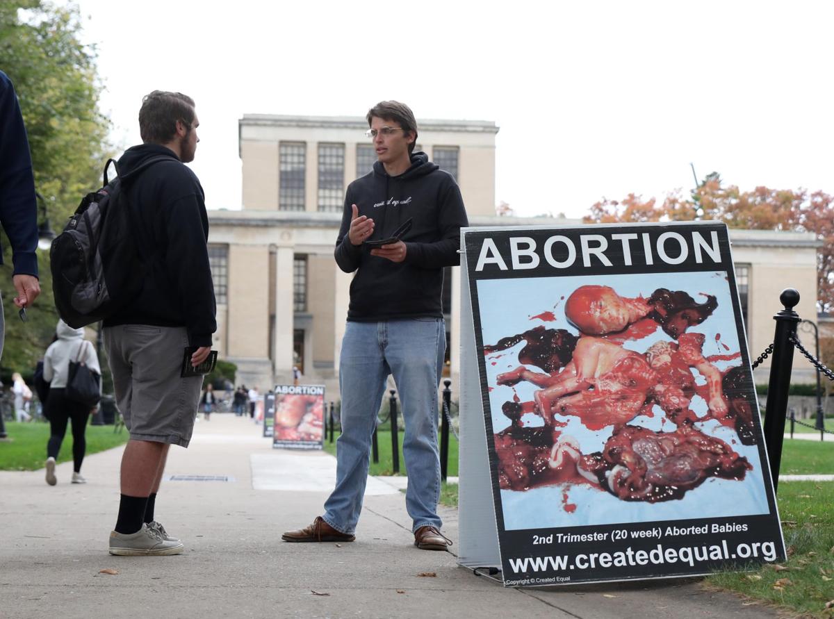 PHOTOS: Anti-abortion protesters set up graphic signs on campus | Penn ...