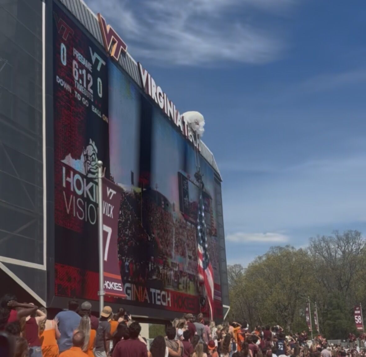 BREAKING: Skydiver crashes into scoreboard at Virginia Tech Spring Game ...