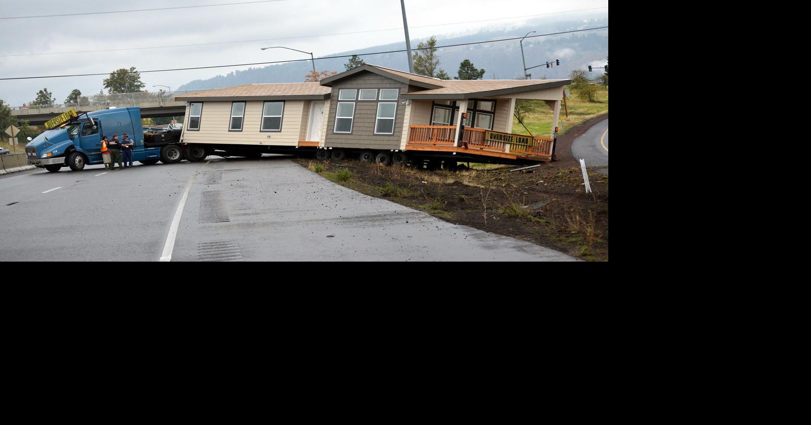Truck hauling mobile home crashes in Hood River | Archive ...