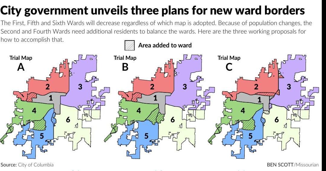 City government unveils three plans for new ward borders | Graphics ...