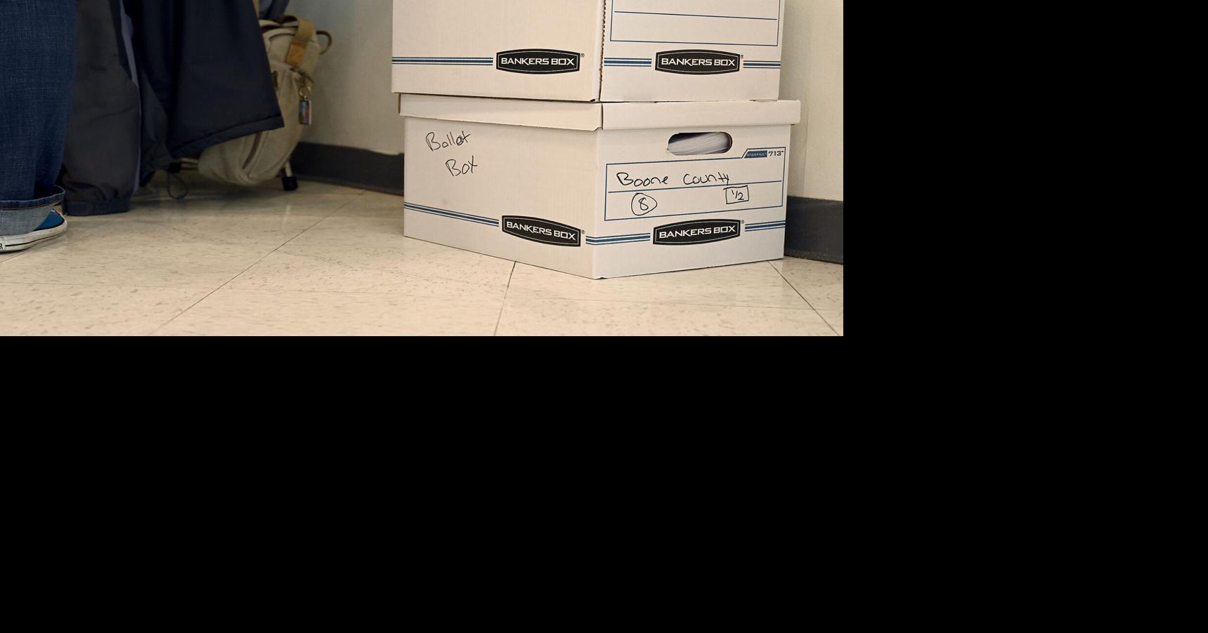 A ballot box sits on the floor at the Democratic Primary on Saturday ...