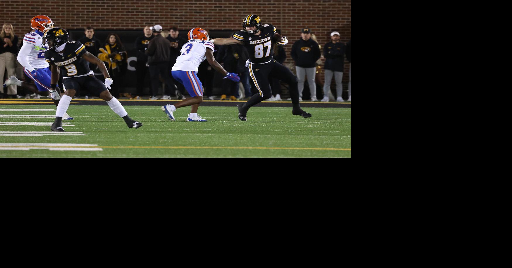 Mizzou's Brett Norfleet (87) stiff arms Florida's cornerback Jason ...