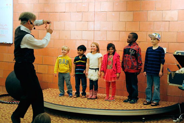 Juggler and comedian Brian Wendling performs at Columbia Public Library ...