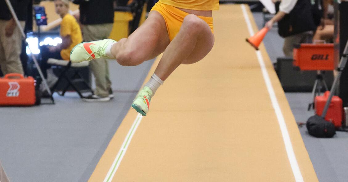 Mizzou freshman Sofia Wydra long jumps during the Alexis Jarrett ...