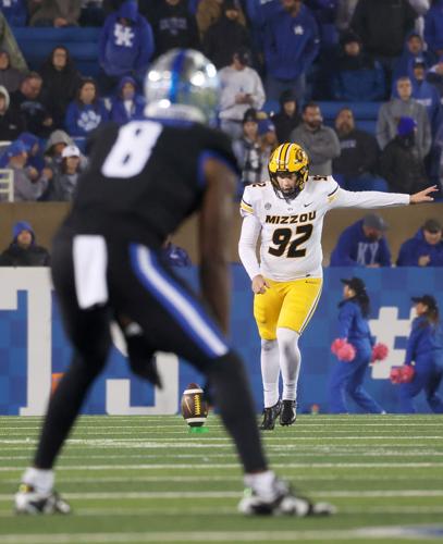 Mizzou kicker Harrison Mavis kicks off for the Tigers (copy) | Mizzou ...