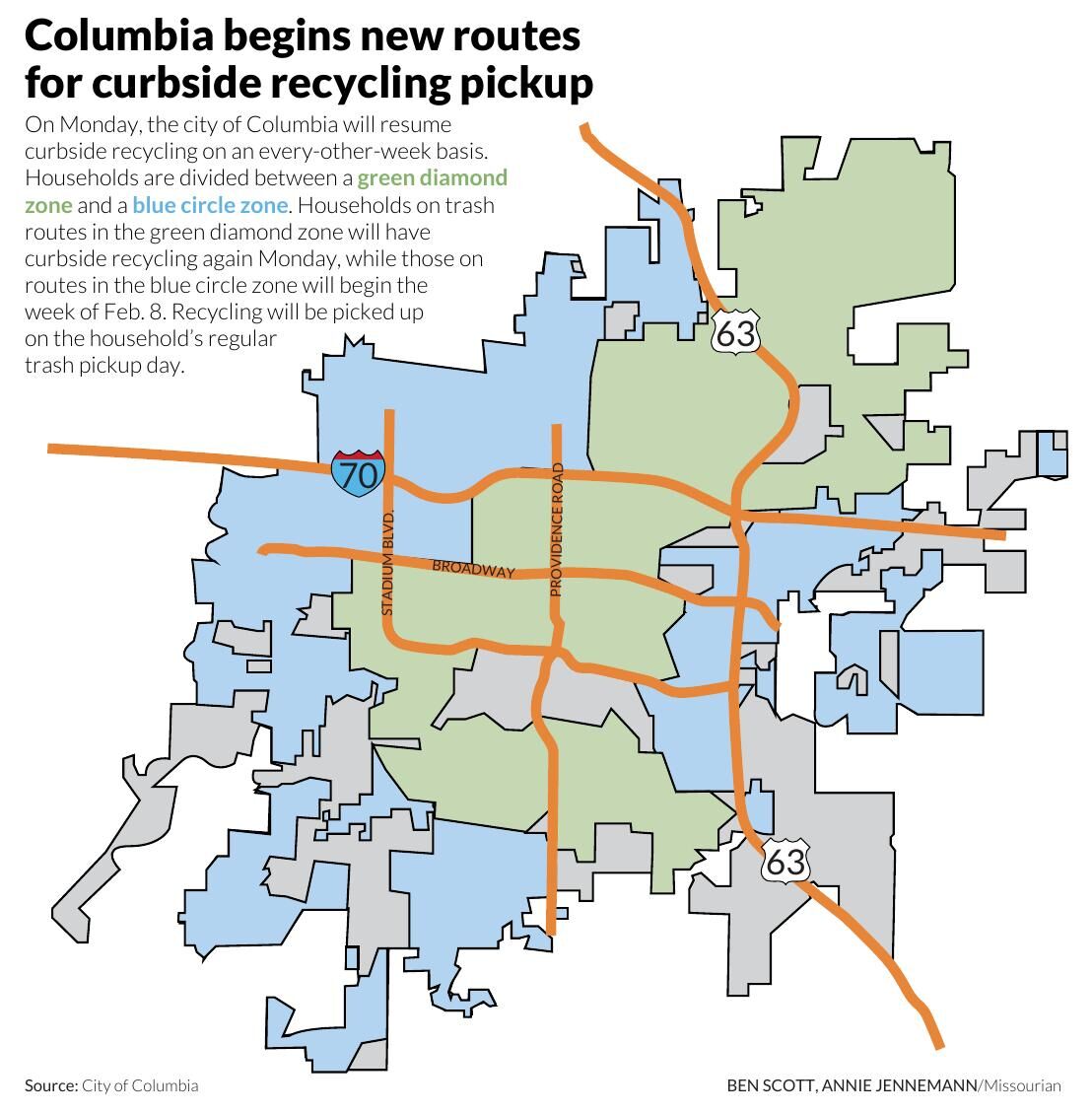 Columbia begins new routes for curbside recycling pickup | Graphics ...