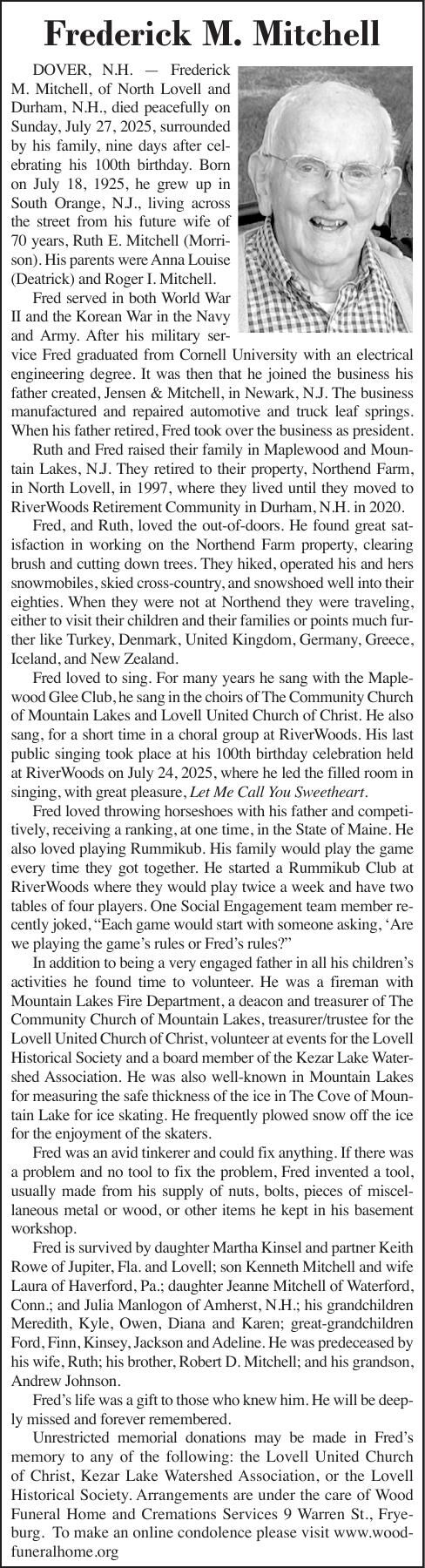 Frederick M. Mitchell | Obituaries | conwaydailysun.com