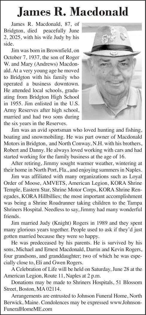James R. Macdonald | Obituaries | conwaydailysun.com